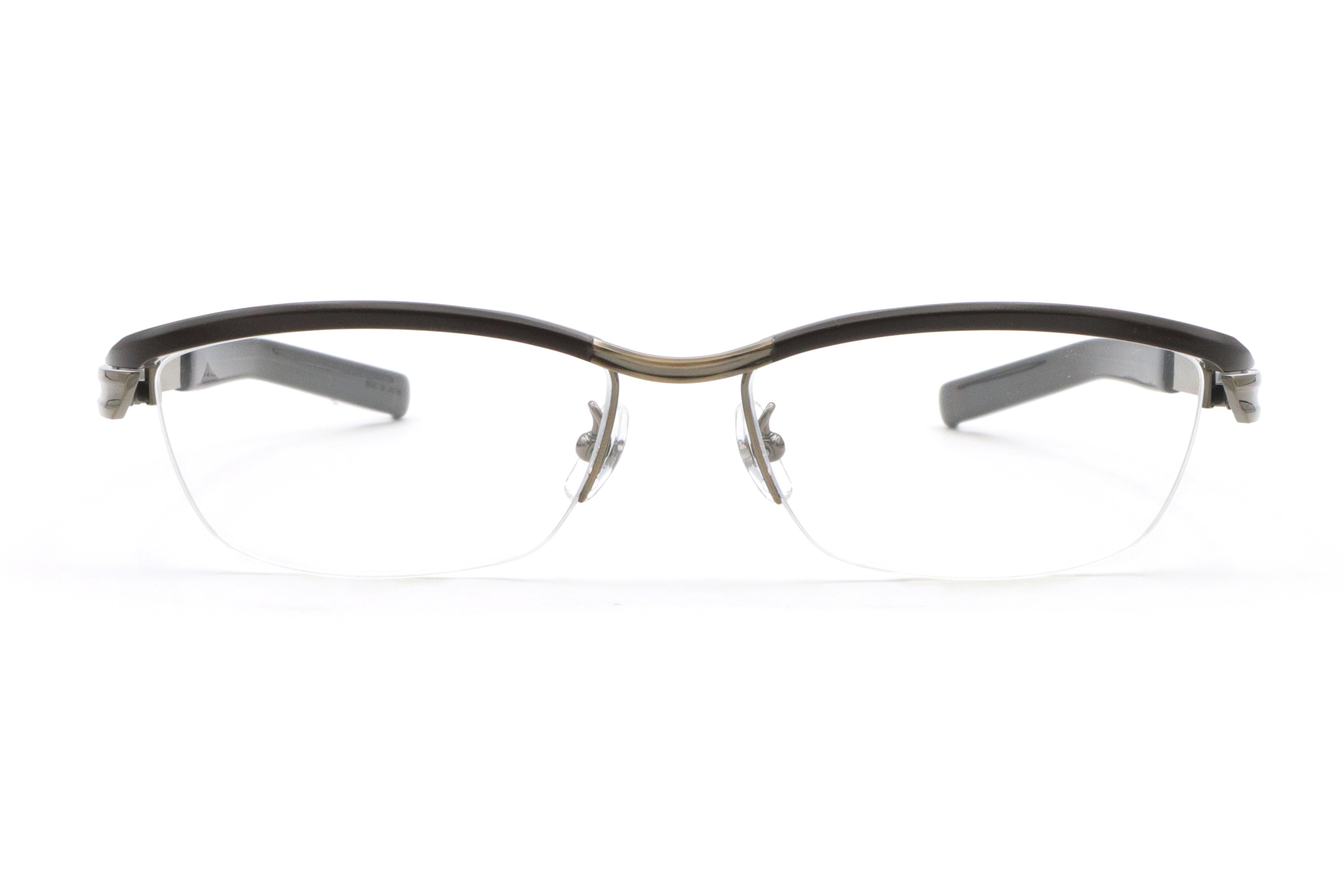 999.9(フォーナインズ) S-24T-8003ダークブラウンマット/アンティークゴールド(56) – 武田メガネオンラインショップ